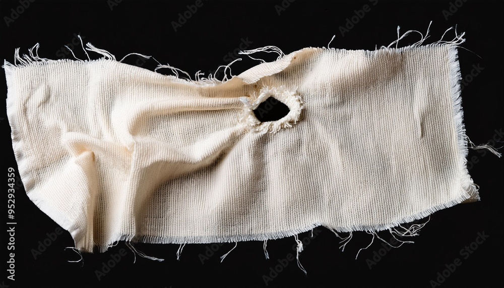 teared rag spread isolated on black background isolated on black ...