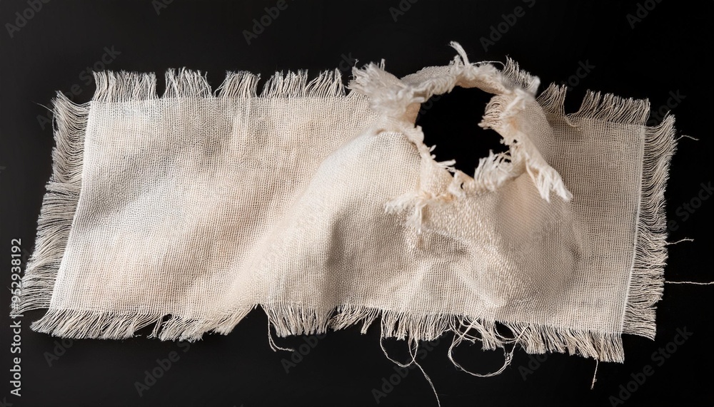 teared rag spread isolated on black background isolated on black ...