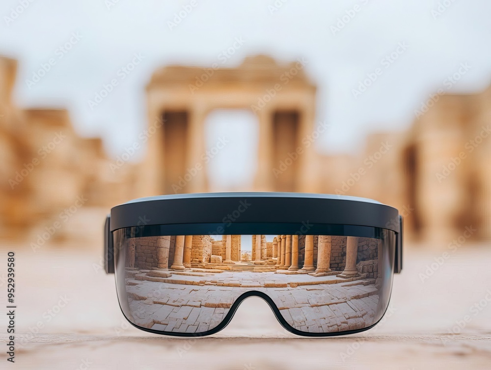 Augmented reality history lesson, holographic ancient ruins, immersive ...