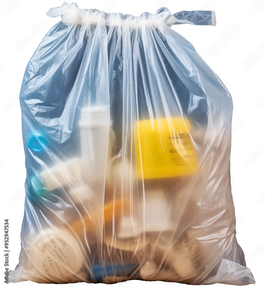 Front View To a plastic bag Full Of trash PNG isolated on white and ...