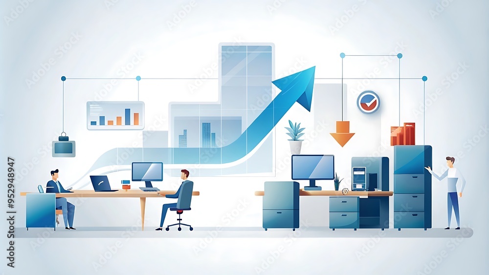 Digital Transformation a traditional office setting transforming into a ...