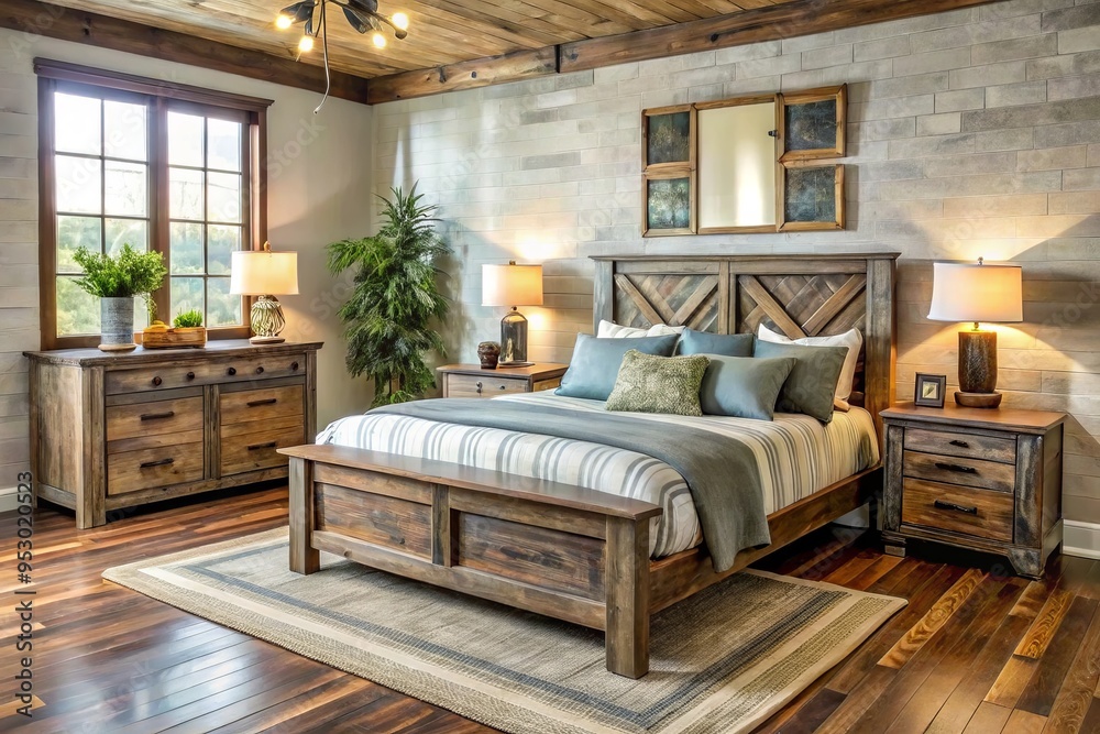 vintage farmhouse decor distressed wood bedroom set rustic shabby chic ...