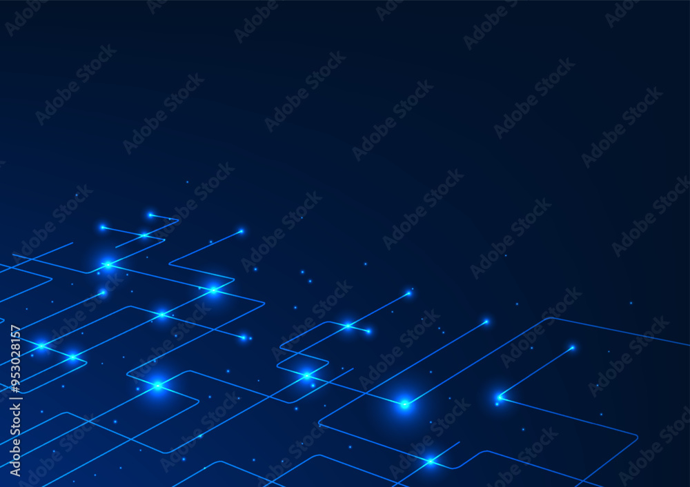 Abstract Background Technology. Interconnected Circuits. Data ...