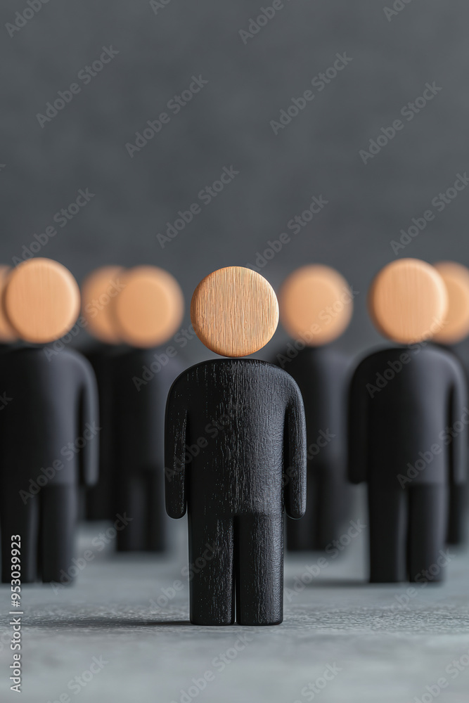 Wooden figurines representing individuality and unity in a group ...