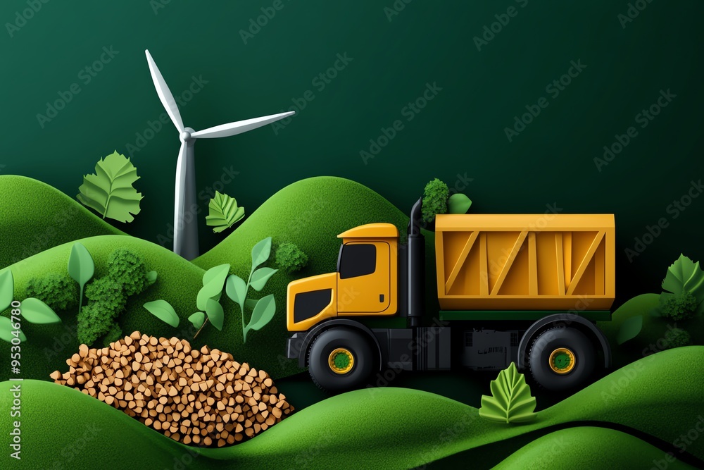 Eco-friendly biomass practices are showcased in an illustration that ...