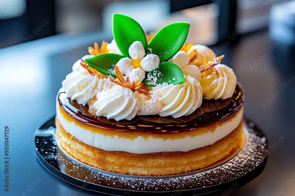 Handmade Dessert French, Elegant, and Creamy shown in a patisserie ...