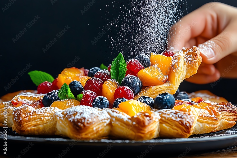 Handmade Dessert Pastries, Fruits, and Rustic visualized in a cozy ...