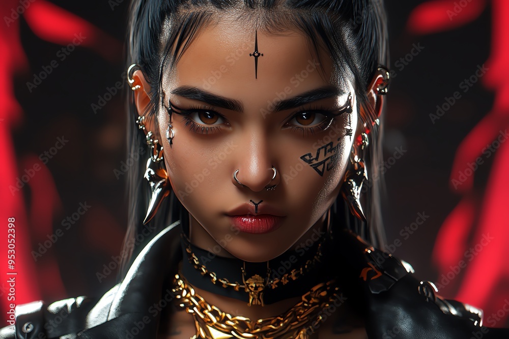 Piercing as a symbol of rebellion, depicted in an artwork where ...