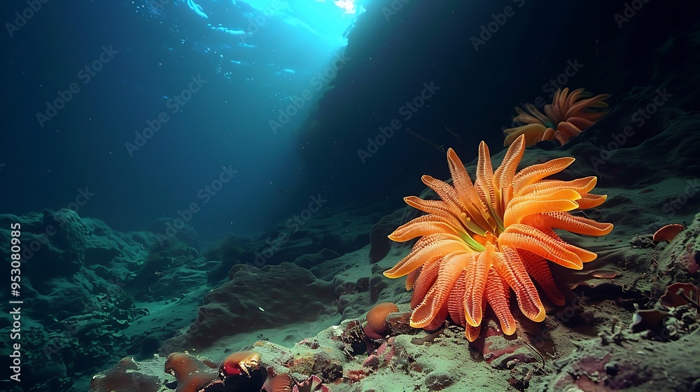 Giant tube worms thriving at a hydrothermal vent, part of a deep-sea ...