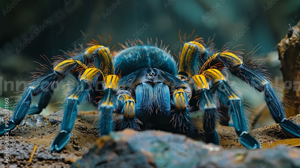 Goliath birdeater tarantula molting, shedding its exoskeleton in a ...