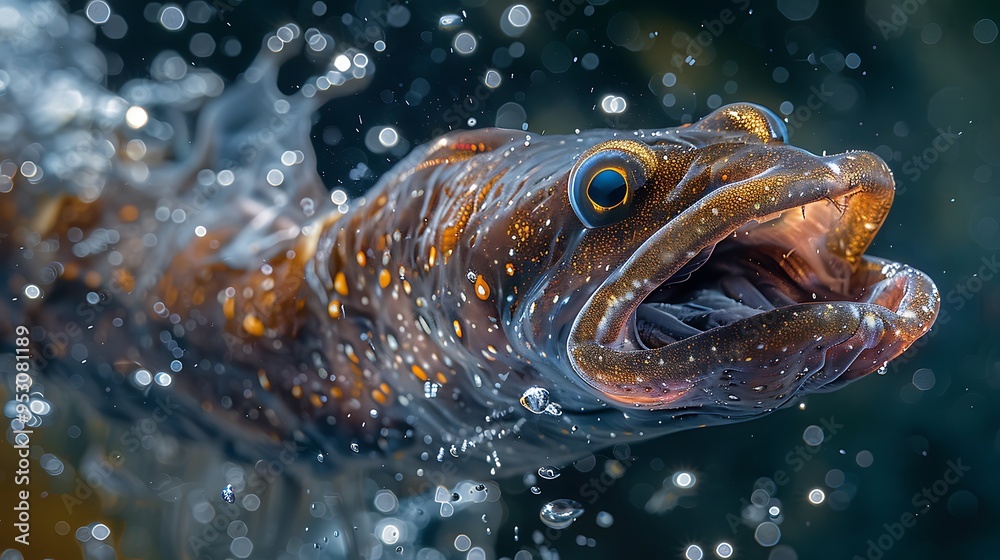 Hagfish producing slime as a defense mechanism, the underwater action ...