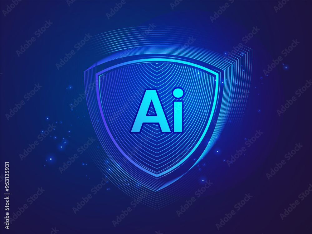 Cyber security intelligence data protection shield with letter AI in ...