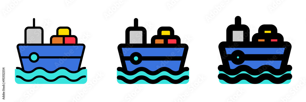 Editable cargo ship vector icon. Shipping, delivery, e-commerce ...