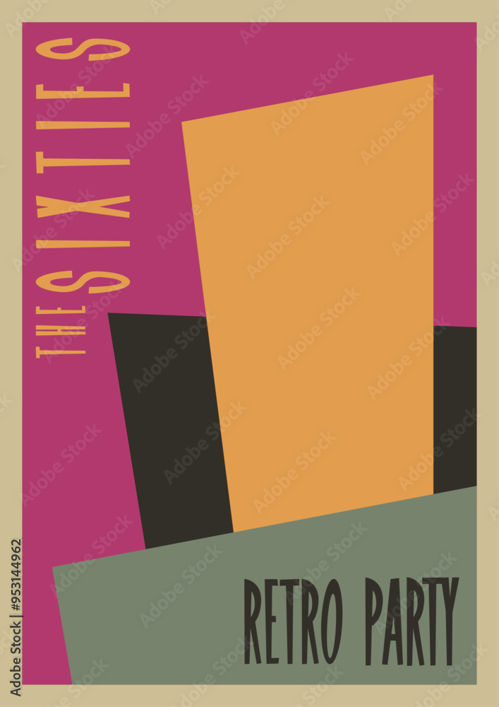 1960s Background, Vector Abstract Template for Retro Party's Posters ...