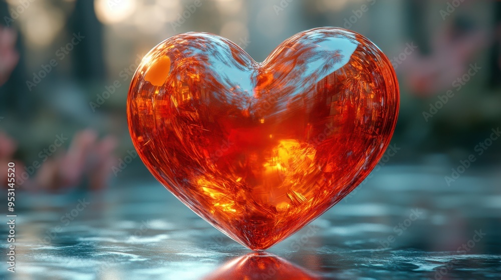 3D metallic heart symbol love sign romantic clip art isolated shiny ...