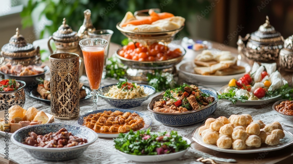 Design a cozy Eid al-Fitr brunch with a selection of traditional dishes ...
