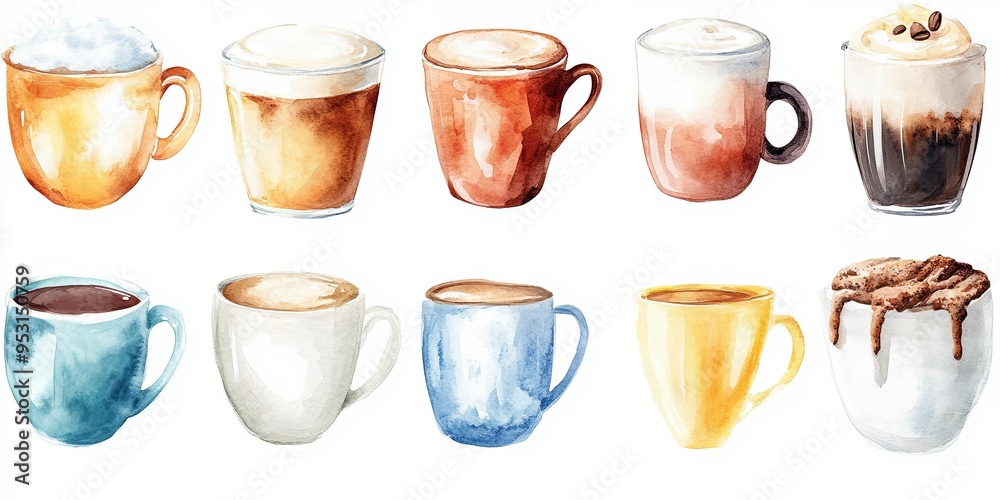 Watercolor Coffee Collection: A delightful assortment of coffee ...