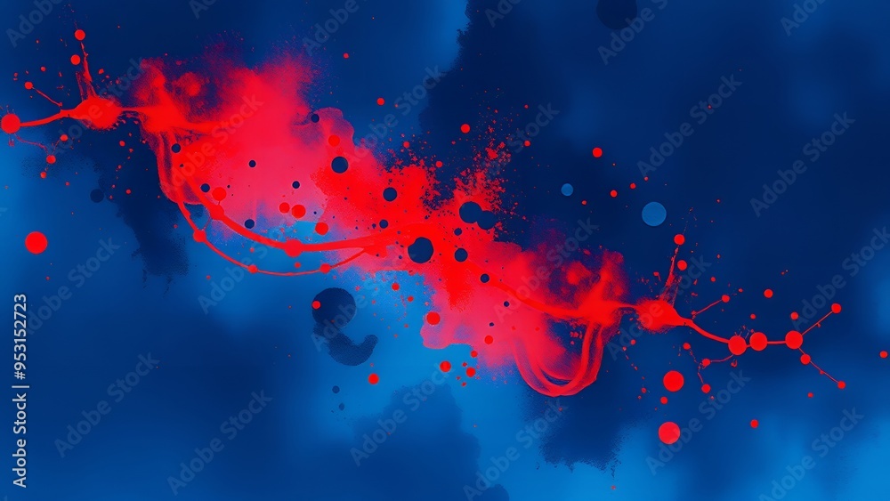 Abstract red and blue paint splatter background. Stock Illustration ...