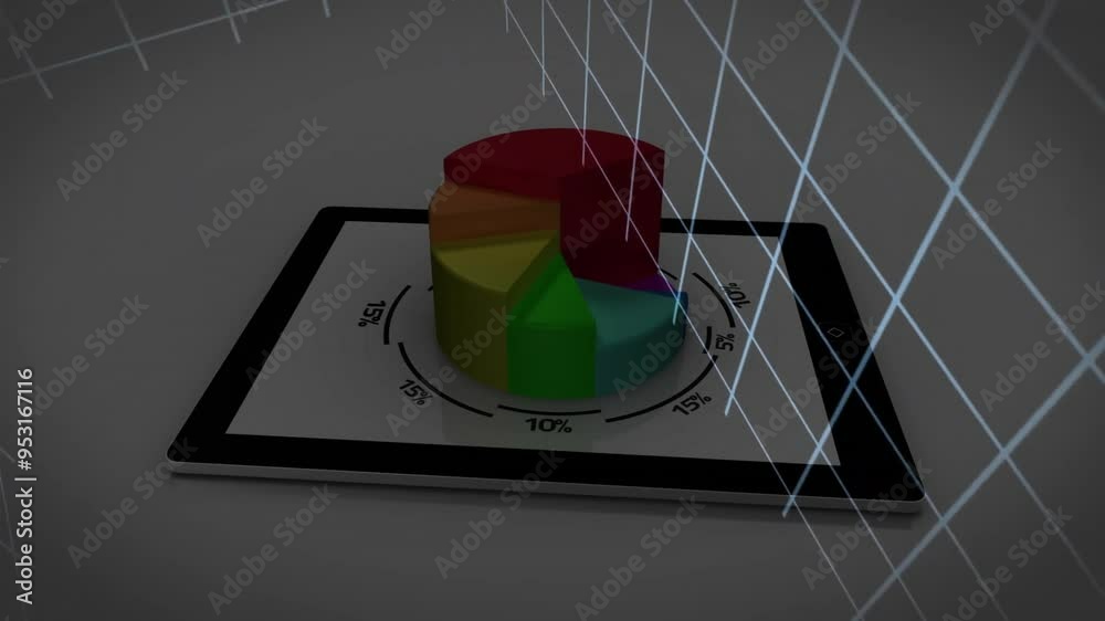 Displaying 3D bar chart animation on tablet for data visualization ...