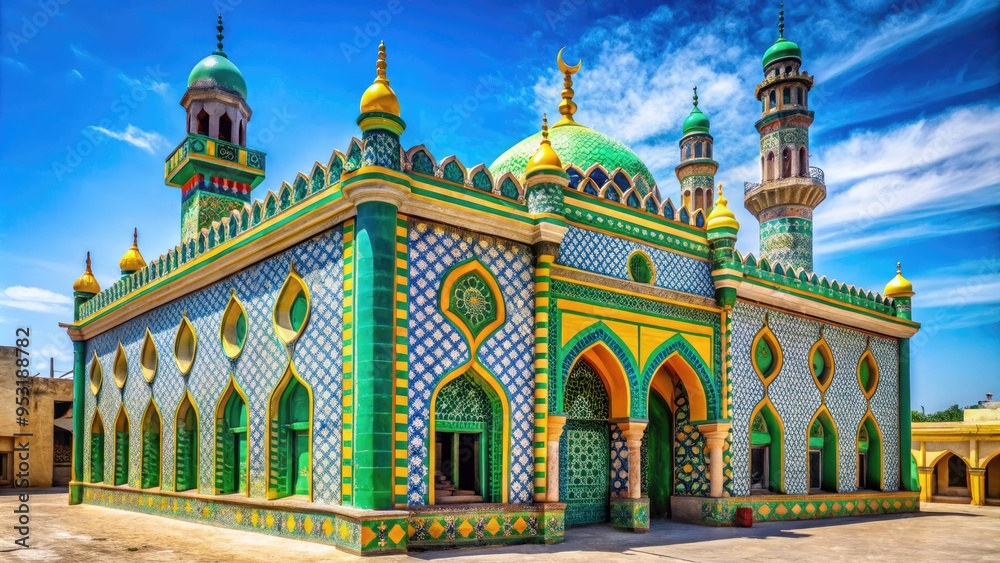 Vibrant colors and intricate patterns adorn the exterior of a ancient ...