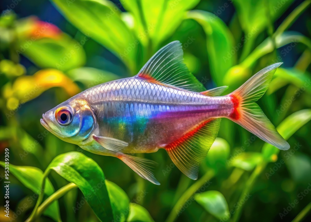Vibrant freshwater pristella maxillaris fish, also known as x-ray fish ...