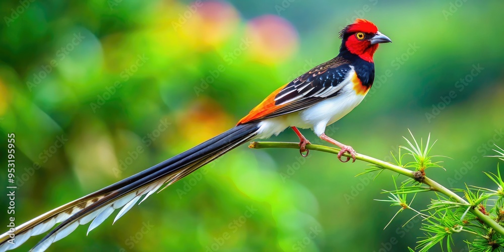 Vibrant plumage and striking shafted tail feathers distinguish the ...