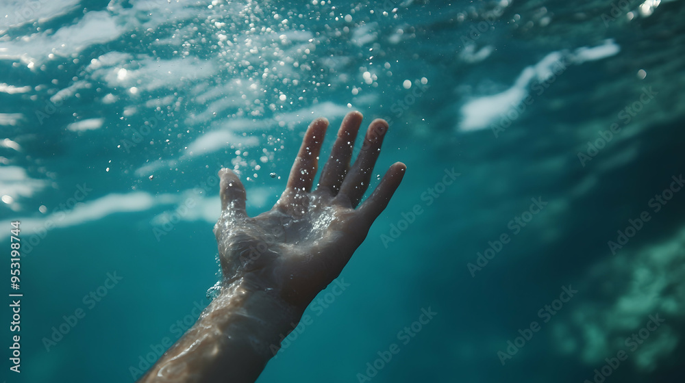Despair drowning hand underwater danger help accident on urgency sos ...