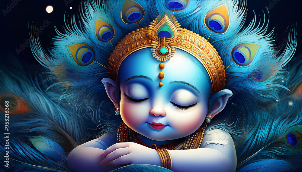 Cute Hindu God Lord Krishna illustration drawing simple background ...