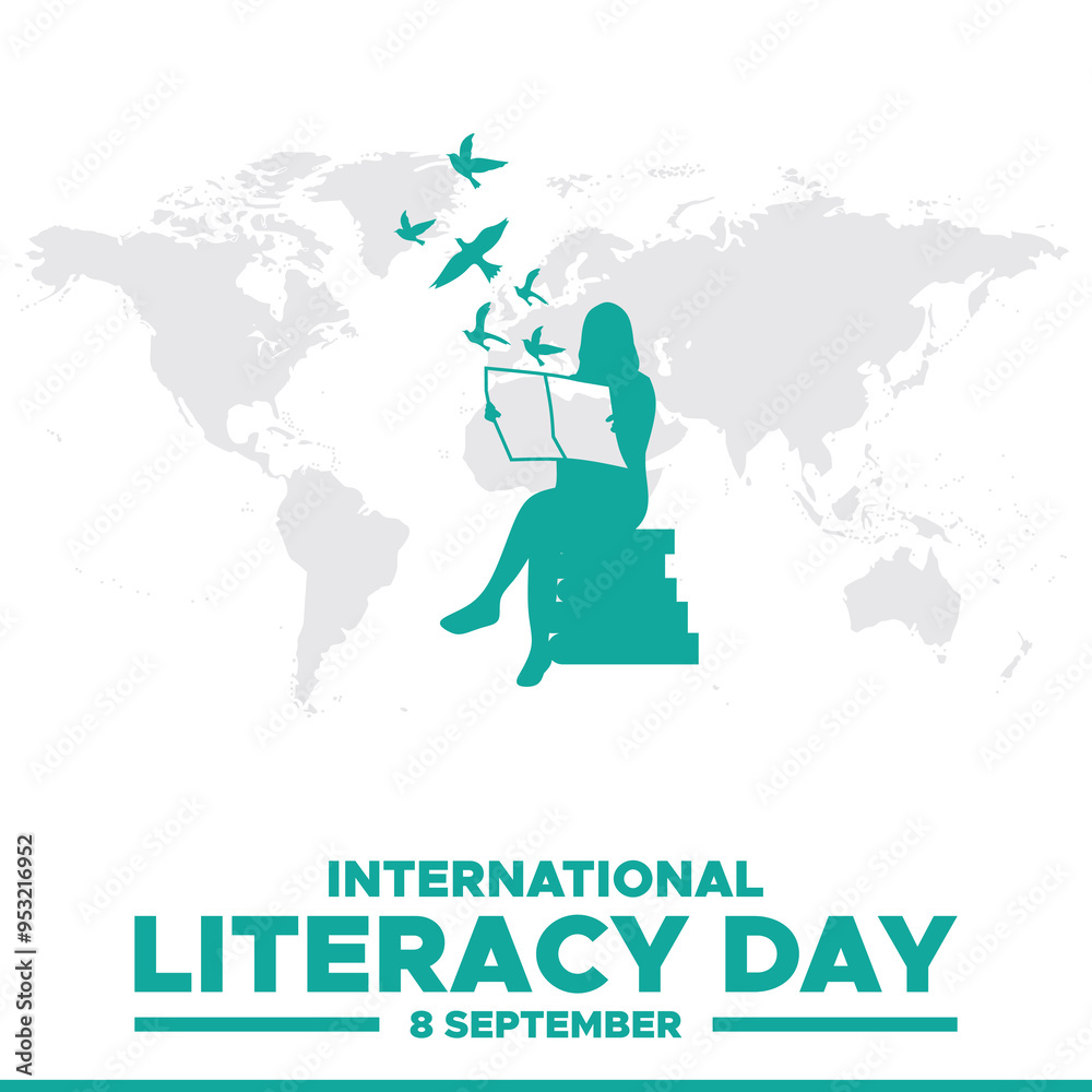 international literacy day, 8 September, literacy day greeting card ...
