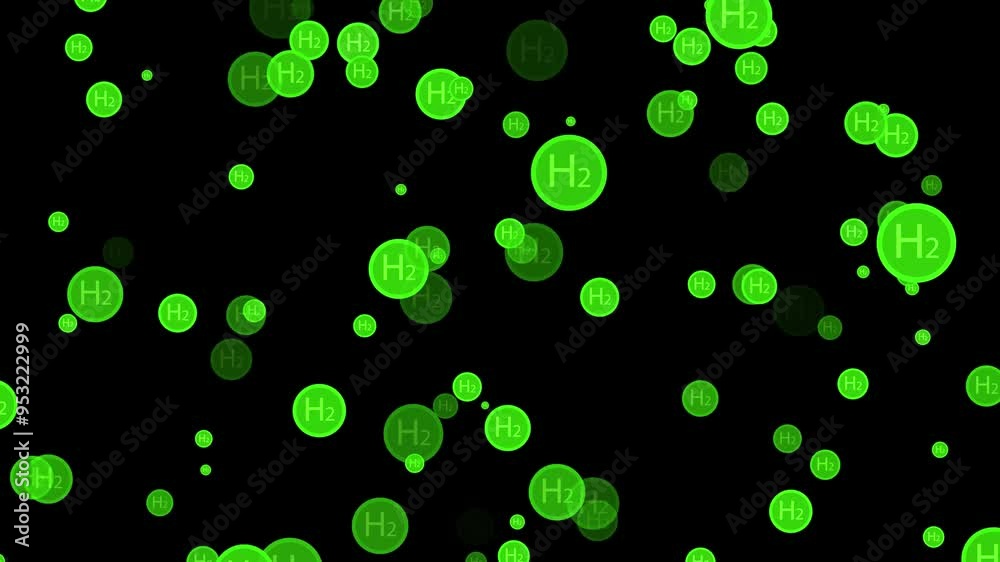 Hydrogen molecule concept. Man finger touch Energy storage system based ...