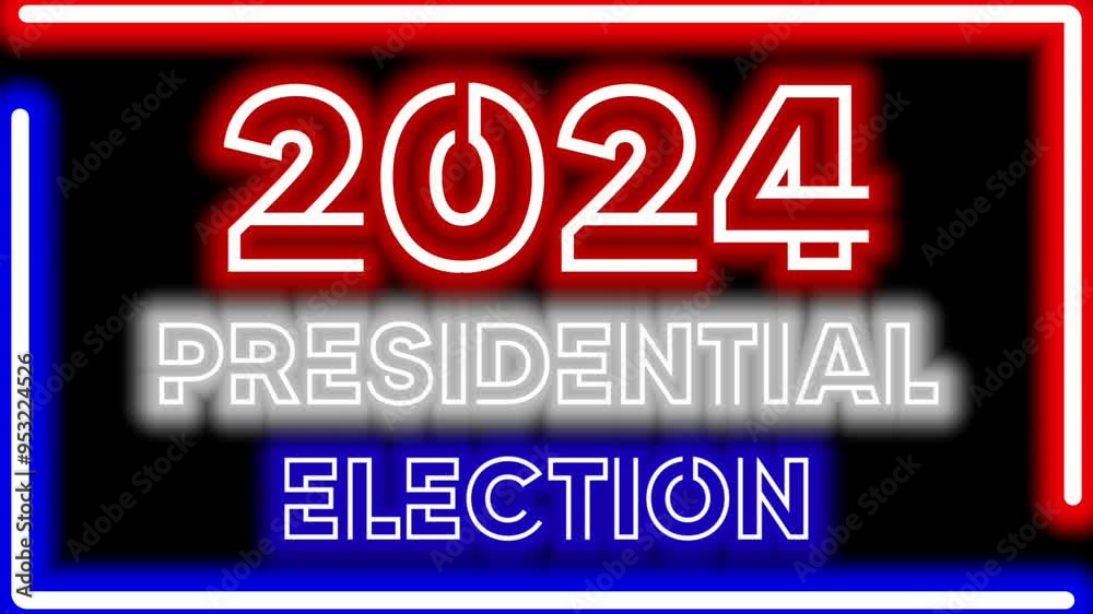 2024 PRESIDENTIAL ELECTION Neon Animation with red, white, and blue ...