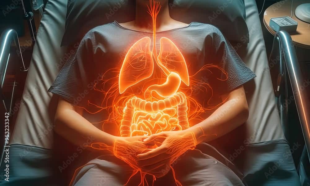Digital Visualization of Human Anatomy: Patient in Hospital Bed with ...