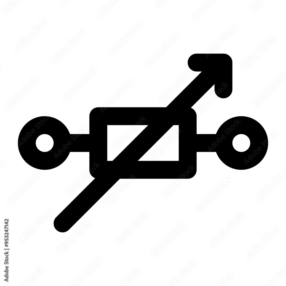 variable, resistor, rheostat, iec, electrical outline icon Stock Vector ...