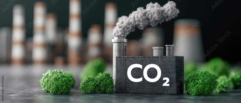 Industrial Carbon Emissions CO2 and Environmental Pollution. Image ...