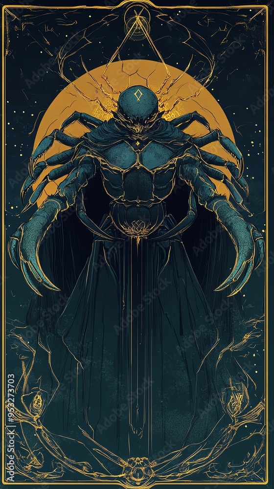 Set 12 Zodiac Project : Zodiac Cancer blue and gold cyberpunk neon ...