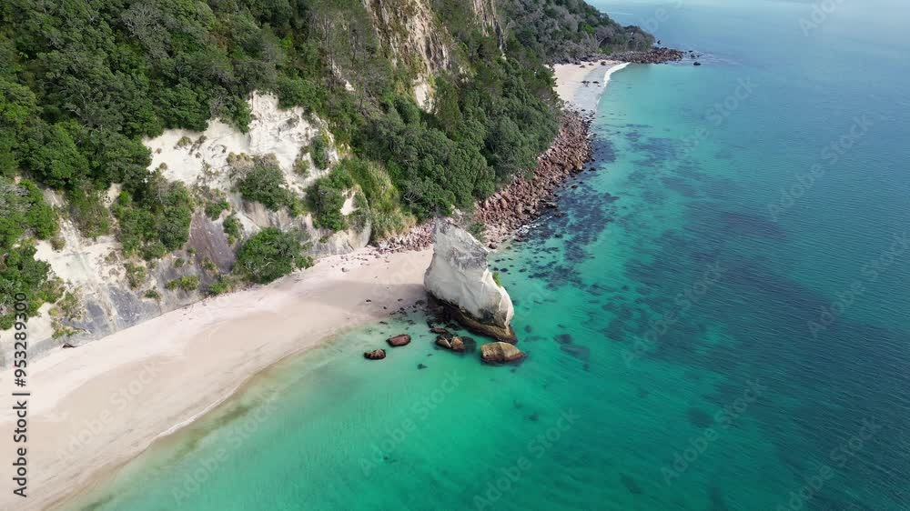 Coromandel, New Zealand: Aerial drone footage of the famous Cathedral ...