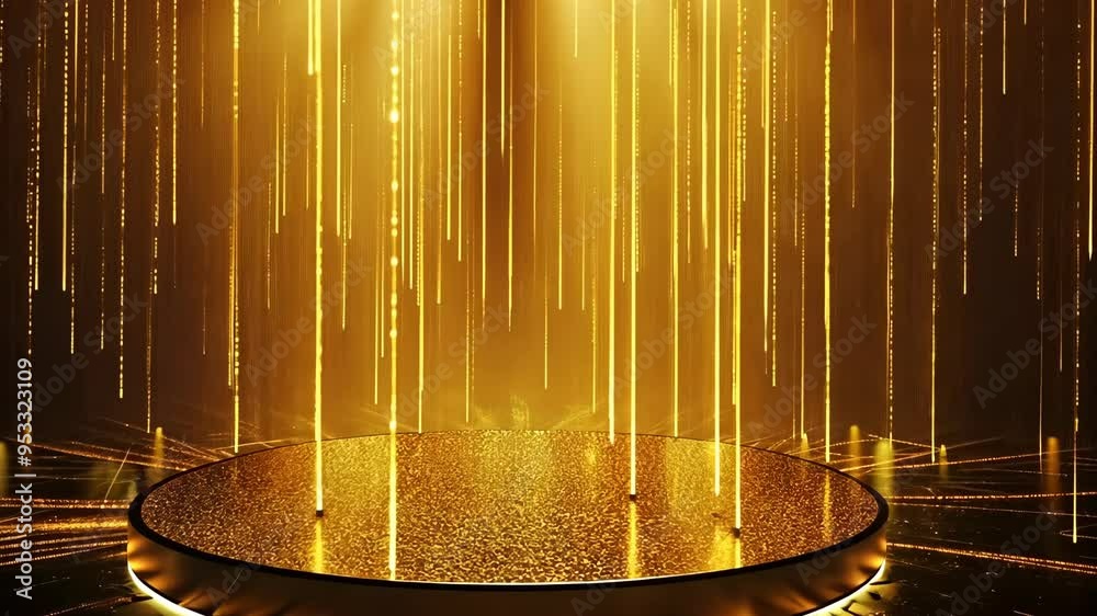 Stunning golden stage with shimmering lights for a spectacular ...
