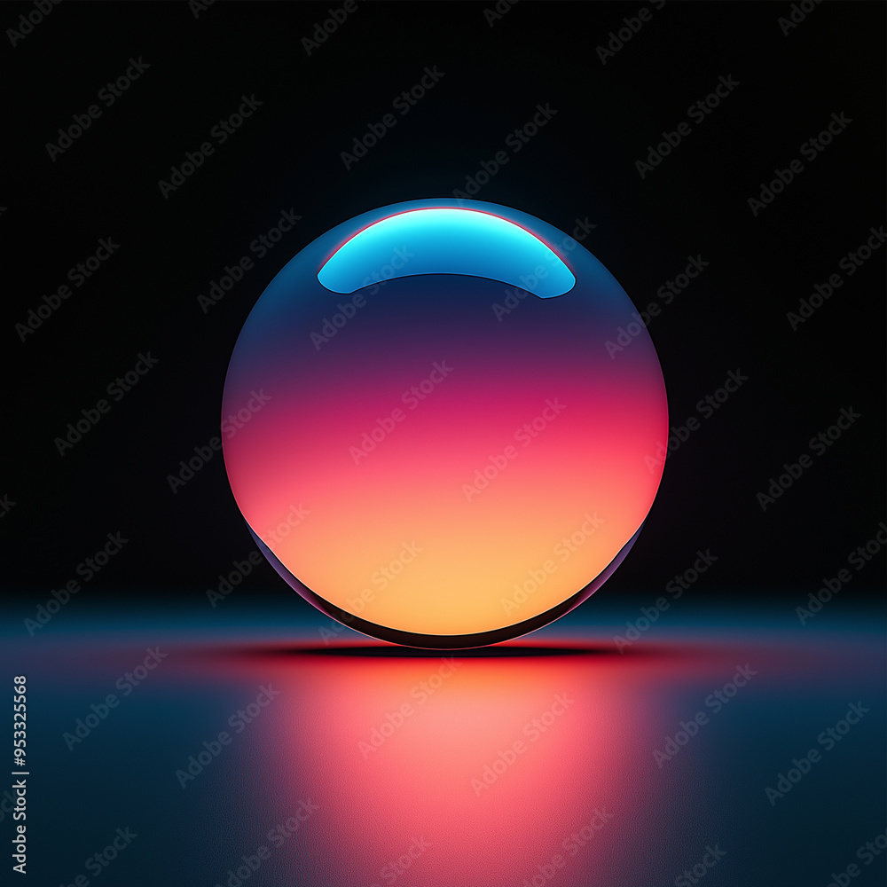 A sphere with gradient colors on a black background, the shape of an ...