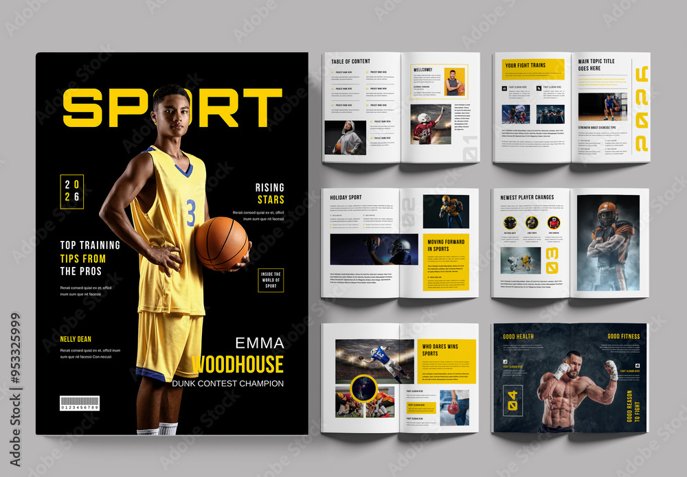 Sports Magazine Template Layout Stock Template | Adobe Stock