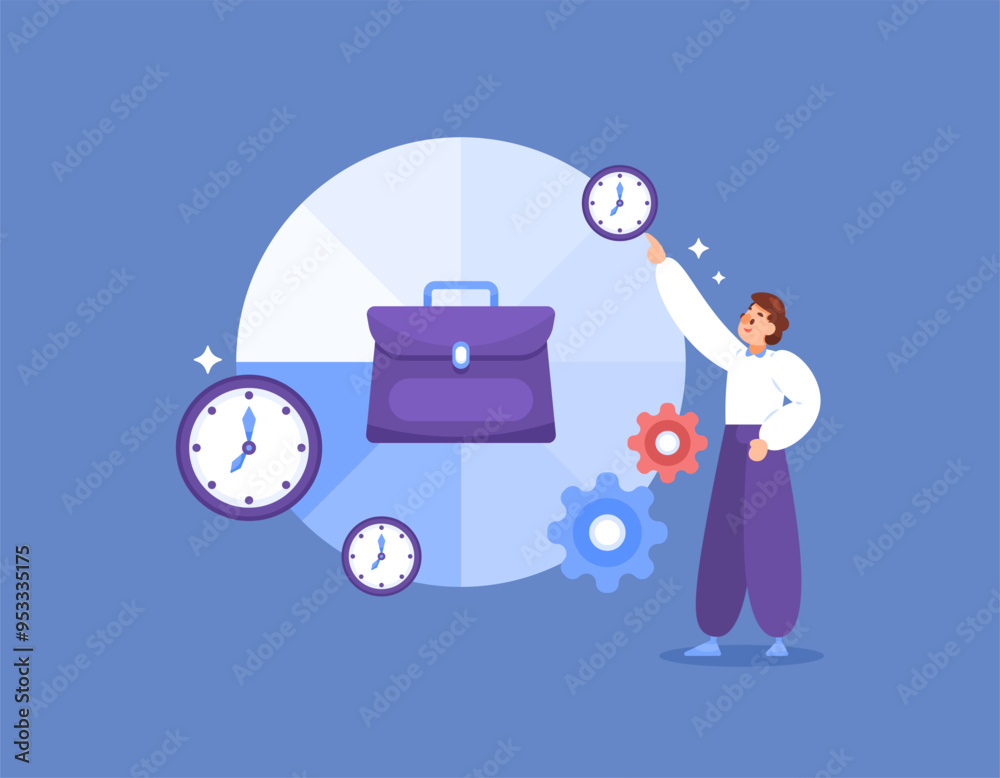 time management concept for work. organize and divide time to work part ...