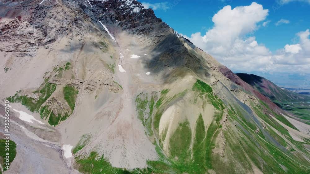 View of Lenin Peak, one of the highest peaks of Central Asia. The Pamir ...