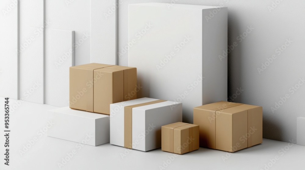 Minimalist factory diagram illustrating product flow with basic shapes ...