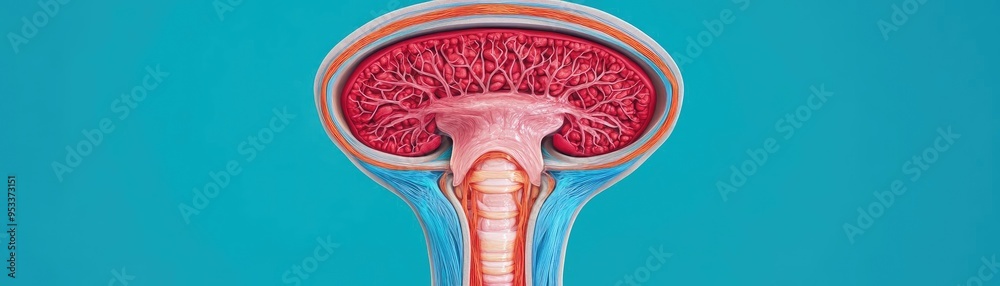 Illustration of the prostate gland with benign prostatic hyperplasia ...