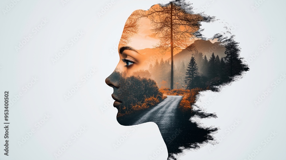 The Inner Landscape: A surreal portrait of a woman, her face fading ...