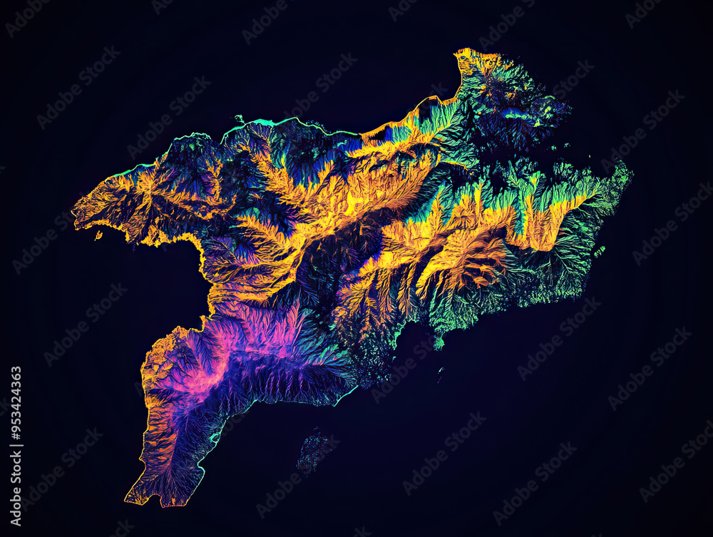 Technical aerial visual, 3D LiDAR GIS aerial map satellite scan model ...