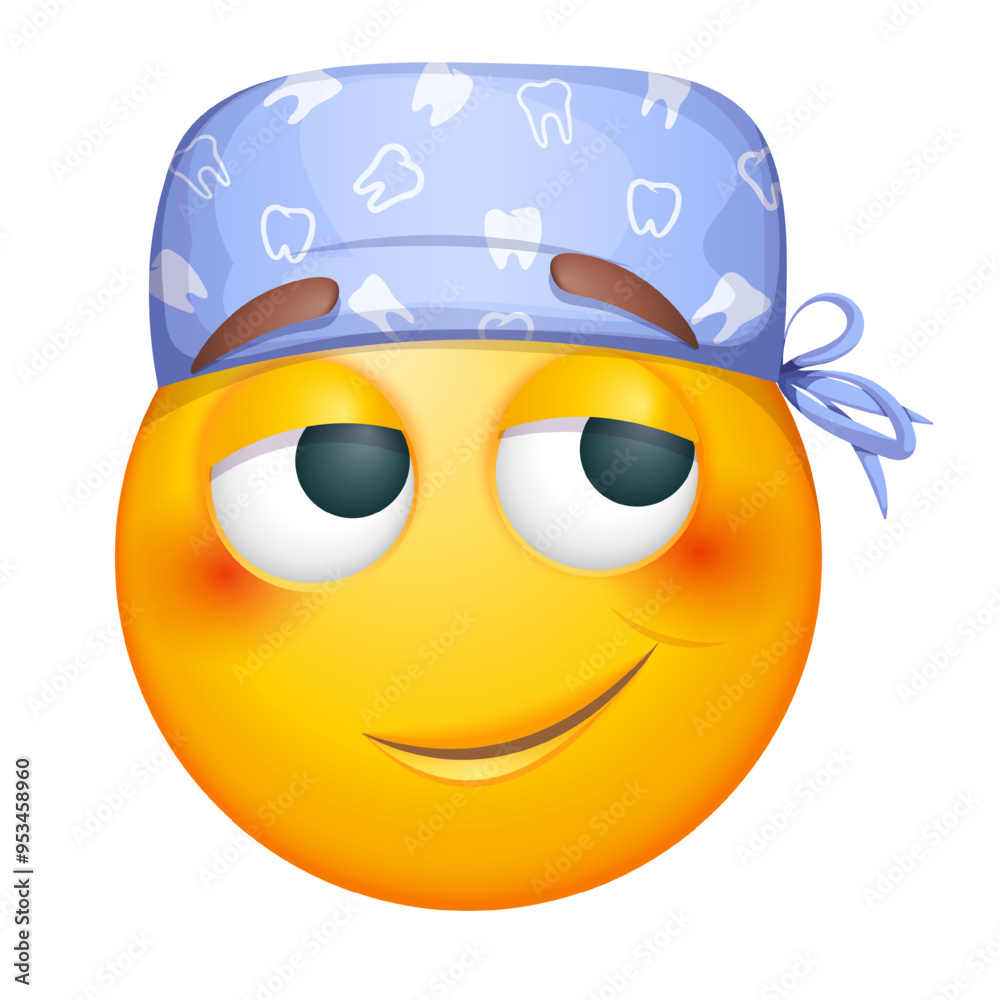 Dentist doctor emoji on white background. Emoticon with surgical mask ...