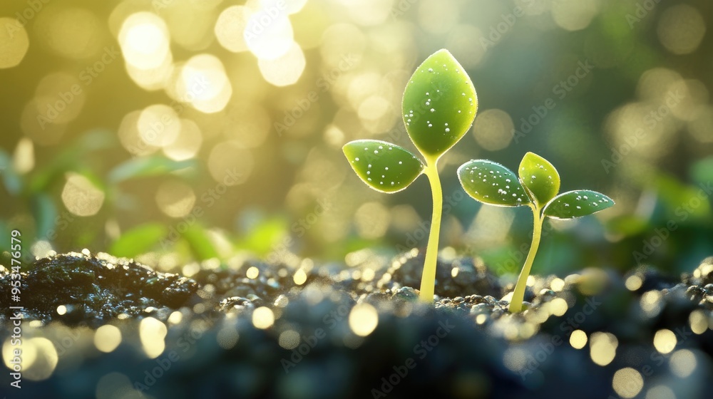 Adorable plant seeds sprouting, rendered in 3D with a naturistic and ...