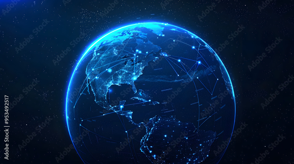 3d render planet earth sphere map on black dark background graphic ...