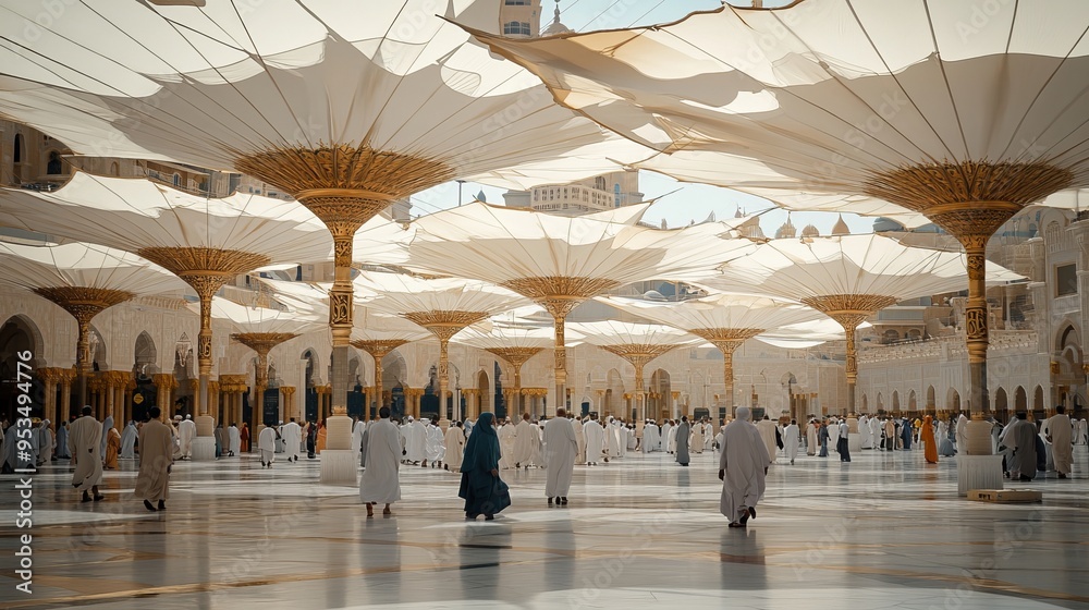 Medina Haram Piazza Shading Umbrellas or Al-Masjid An-Nabawi Umbrellas ...