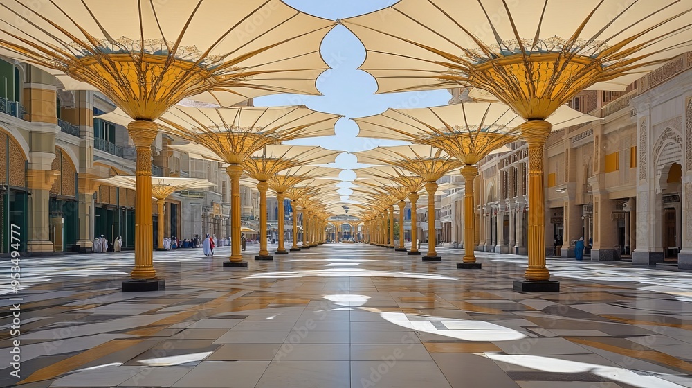 Medina Haram Piazza Shading Umbrellas or Al-Masjid An-Nabawi Umbrellas ...